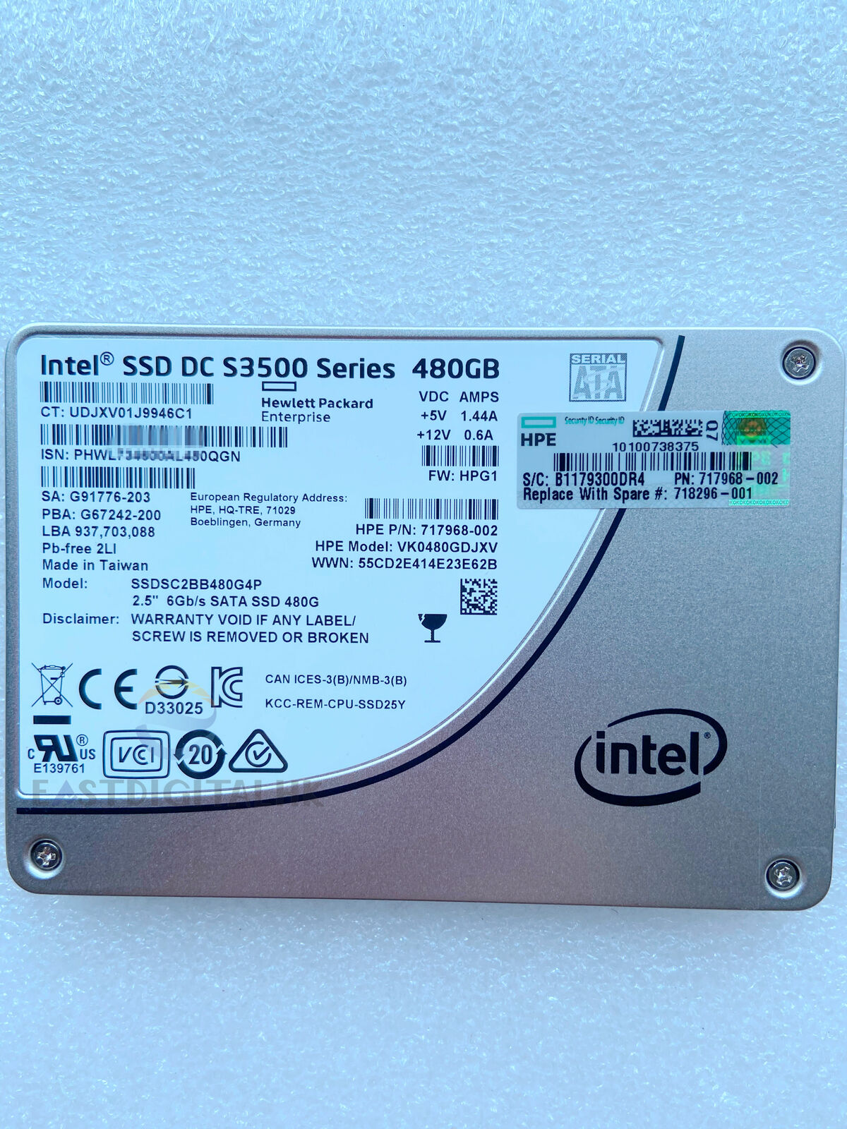 Intel 480GB 2.5" SATA 6Gb/s SSD SSDSC2BB480G4P für HP 717968-002 ...